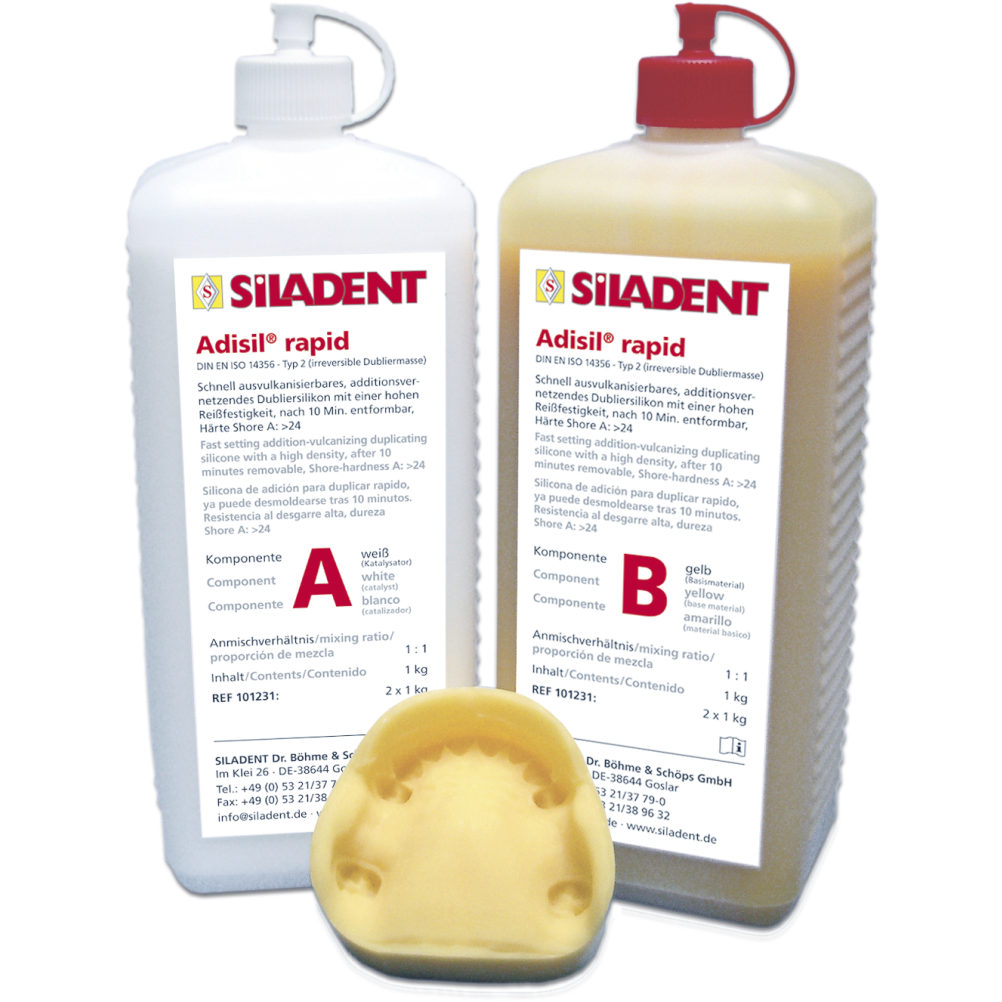 Abbey Dental Supplies - Adisil Rapid Duplicating Silicone A&B 1:1 (2x1kg)